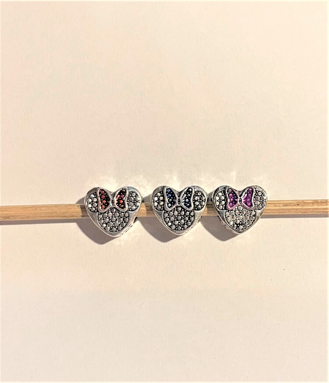 Minnie Mouse Pave Heart Charm Fits Pandora Bracelet , Minnie and Mickey ...