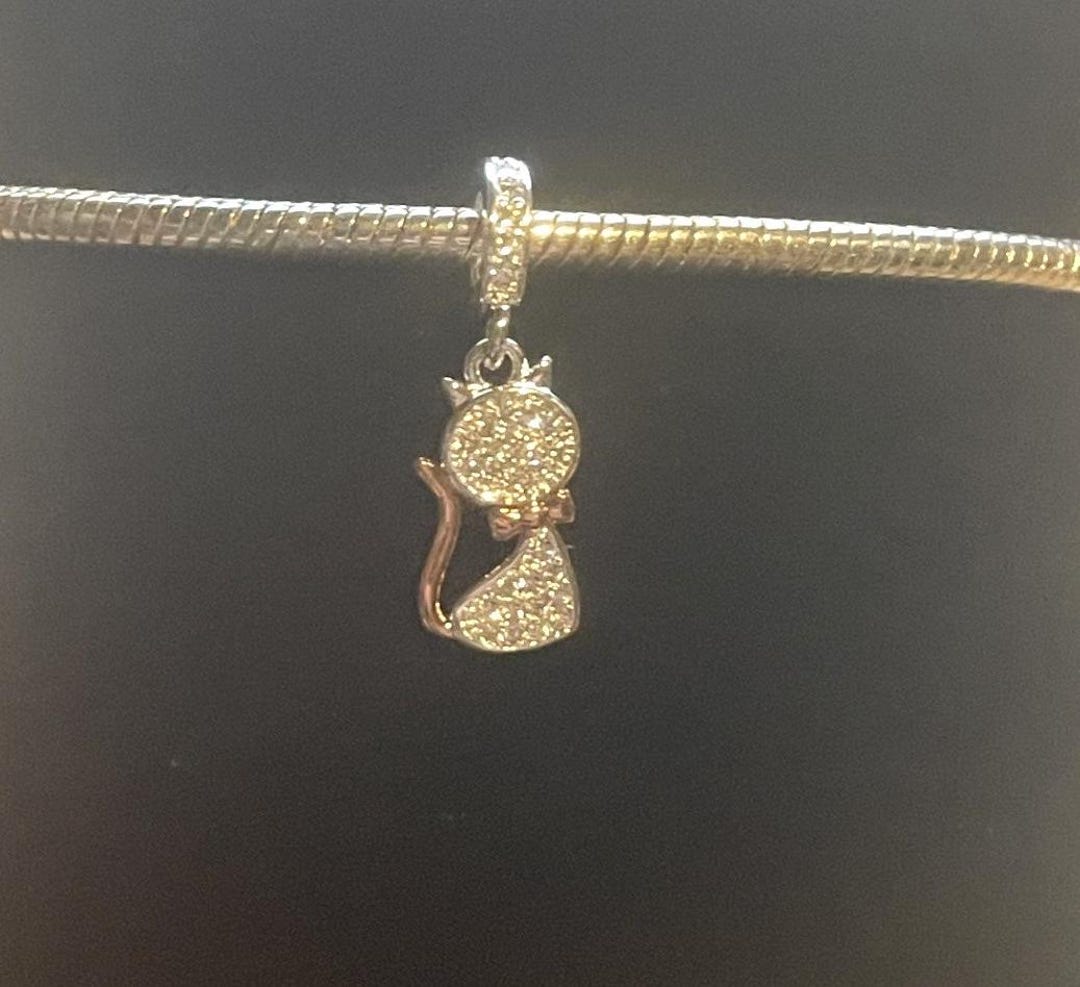 Crystal Pet Cat Dangle Charm Fits Pandora Bracelet , 925 Sterling ...