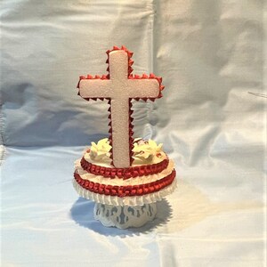 Vintage Confirmation Cake Topper , Confirmation Centerpiece , Crucifix ...