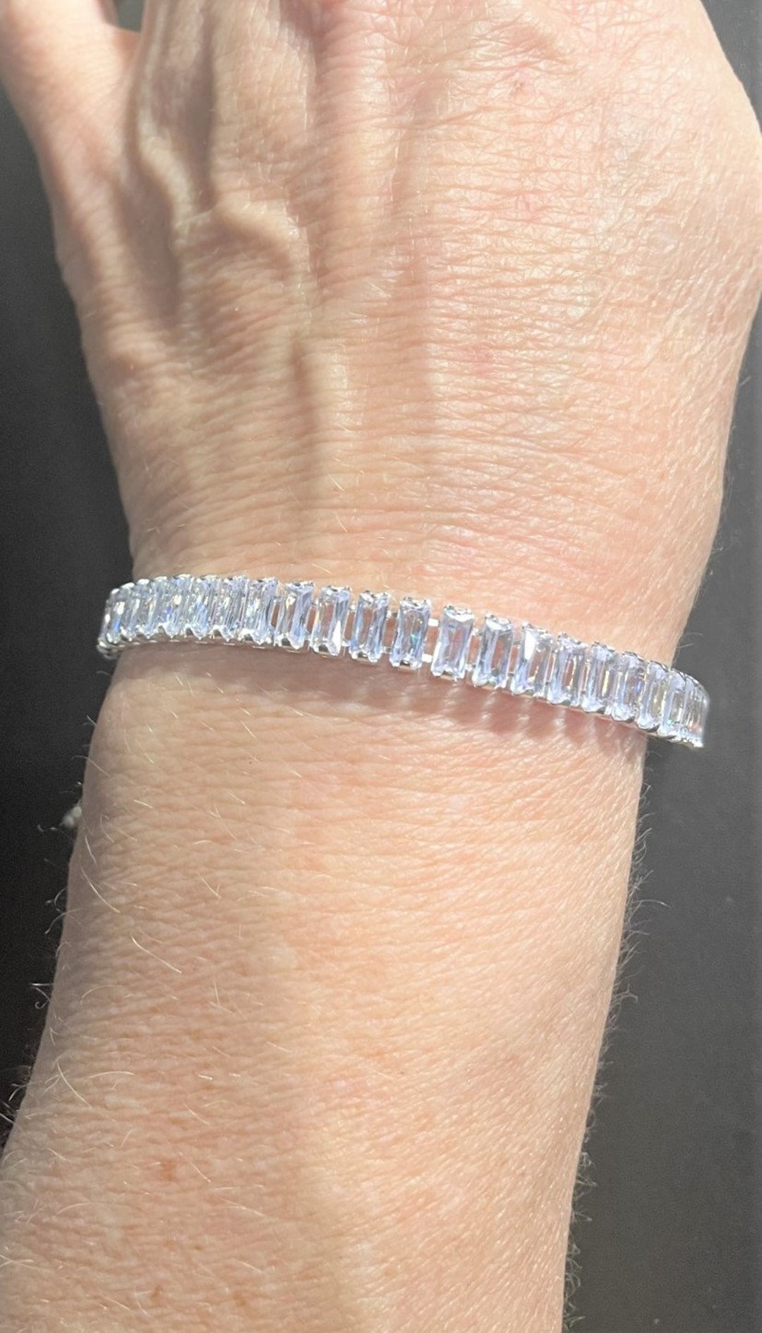 CZ Baguette Tennis Bracelet , Adjustable Channel Set Bracelet , CZ ...