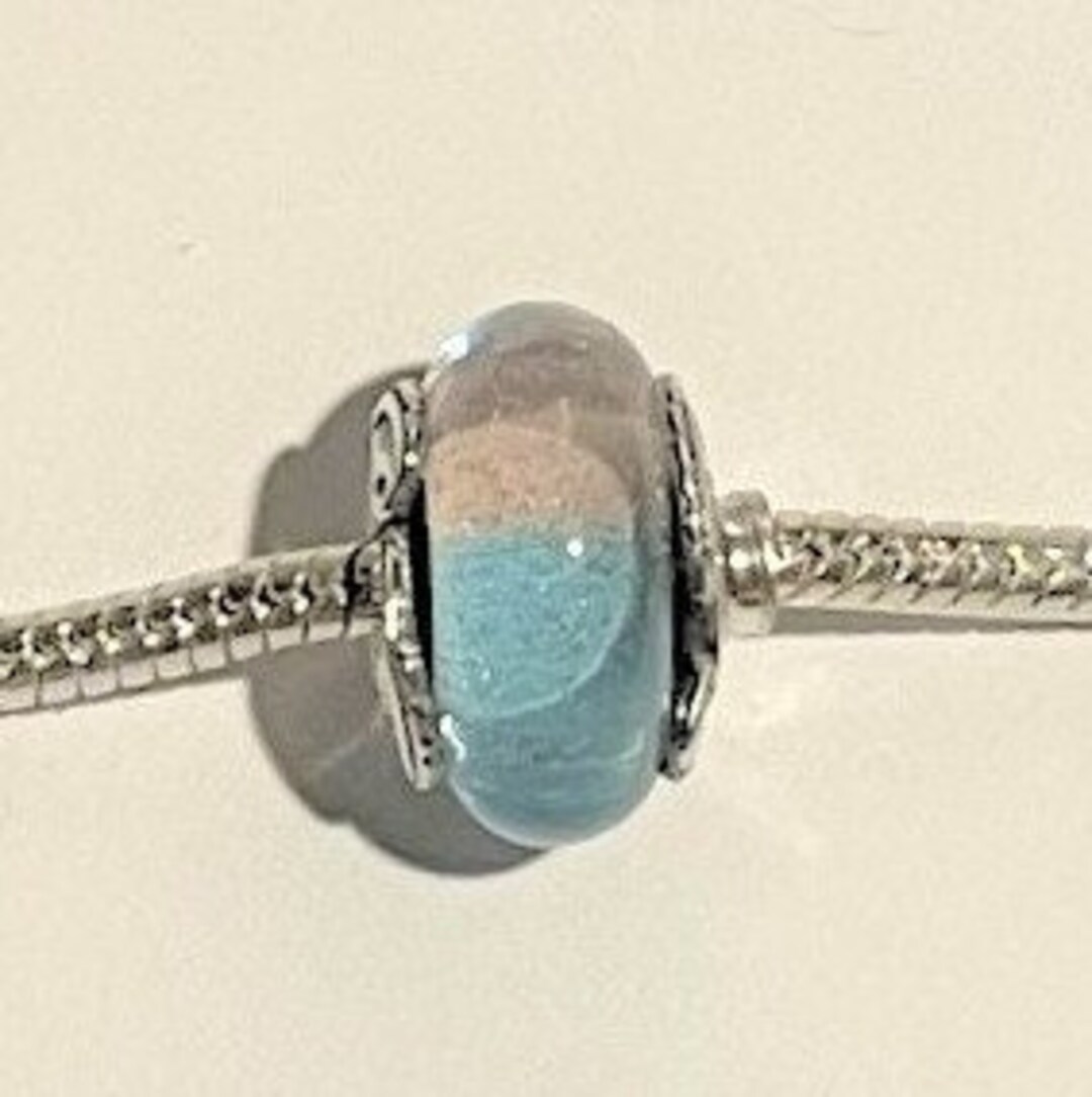 Multi Color Murano Glass & Curved Feather Charm , Fits Pandora Bracelet ...