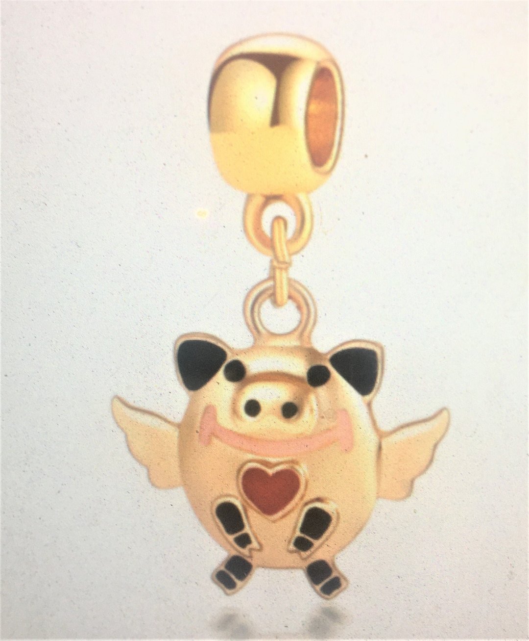 Golden Pig Charm Fits Pandora Bracelets , Flying Pig Charm, Love Pig ...