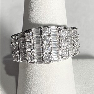 CZ Wide Channel Set Ring , CZ Anniversary Band Ring , Cz Wedding Band ...