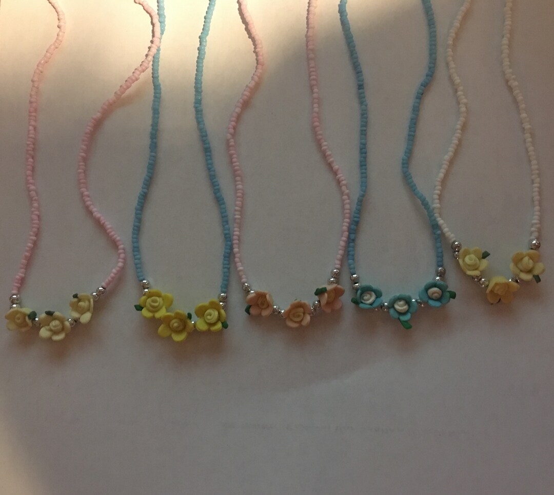 Dainty Puka Shells and Flowers Necklace , Silver Beads , Beach Necklace ...