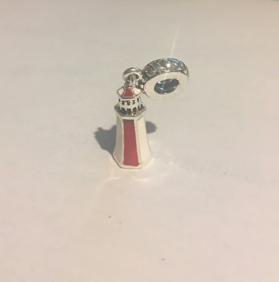 Lighthouse Charm Fits Pandora Bracelets , Silver, Red Light House ...