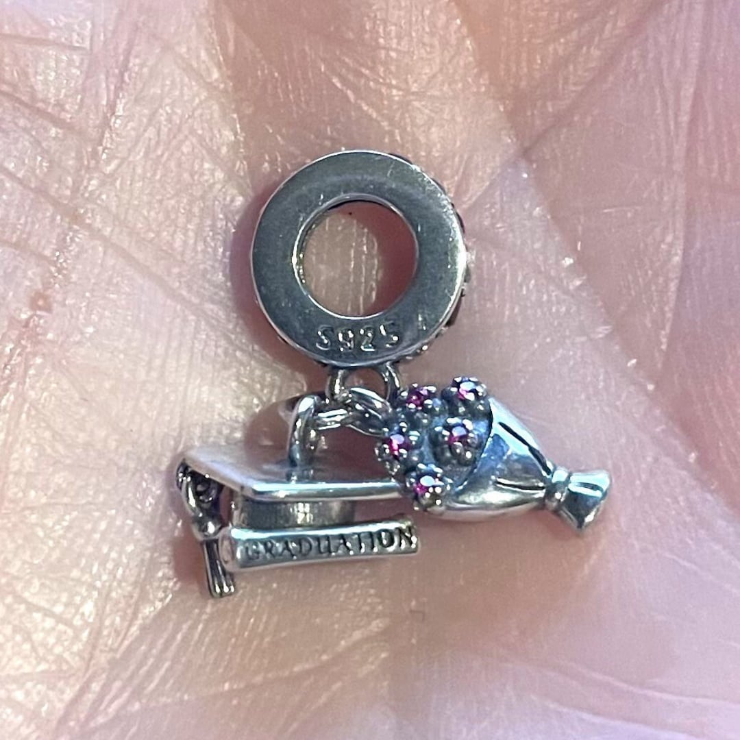 Graduation Cap Tassel Bouquet Charm Fits Pandora Bracelet , Flowers Cap ...