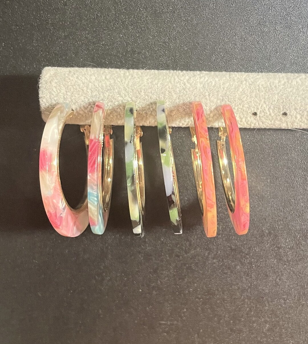 Lucite Acrylic Resin Circle Hoop Earrings, Resin Multi Color Circle ...