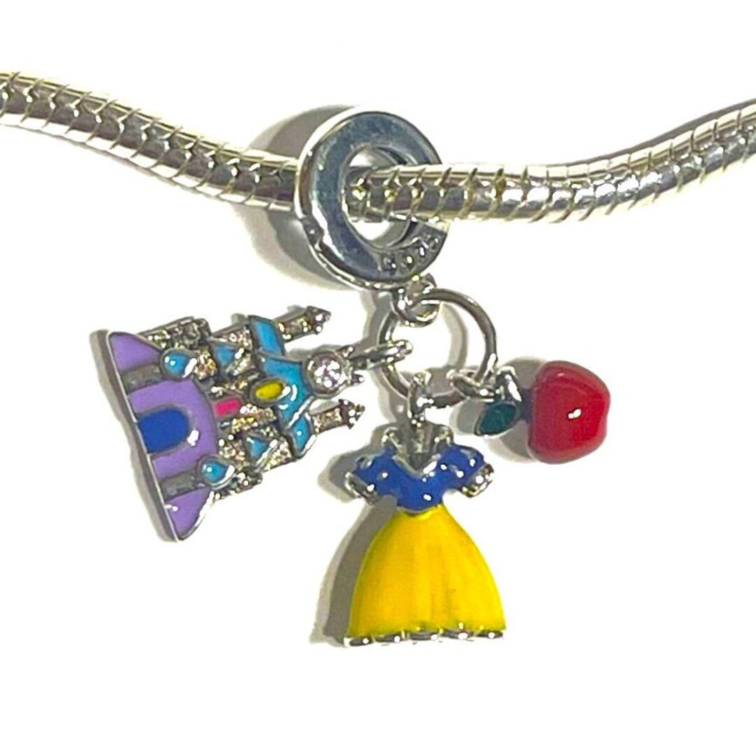 Disney Snow White's Dress Apple and Castle Charm, Fits Pandora Bracelet ...