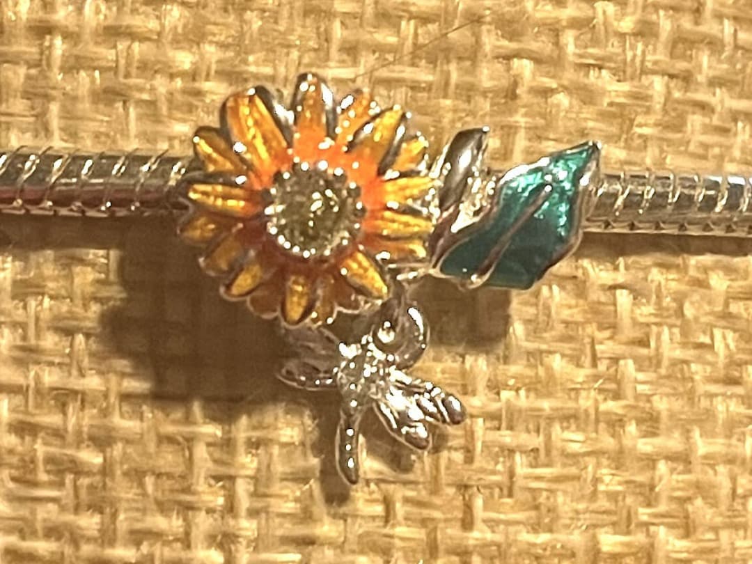 Sunflower & Dragonfly Charm , Fits Pandora Bracelet ,sunflower Charm ...