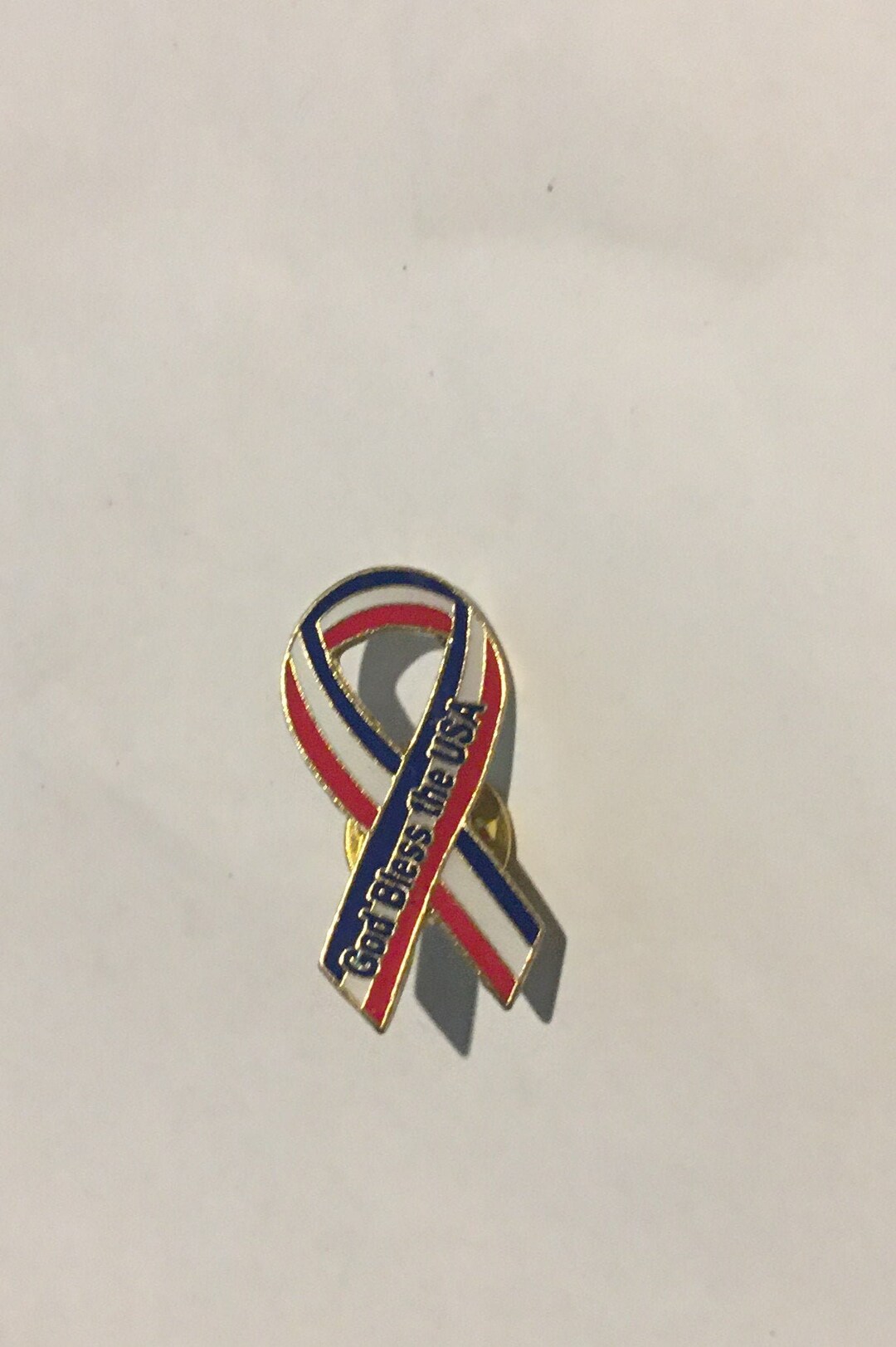 God Bless the USA Ribbon Lapel Pin , Patriotic Lapel Pin , Red White ...
