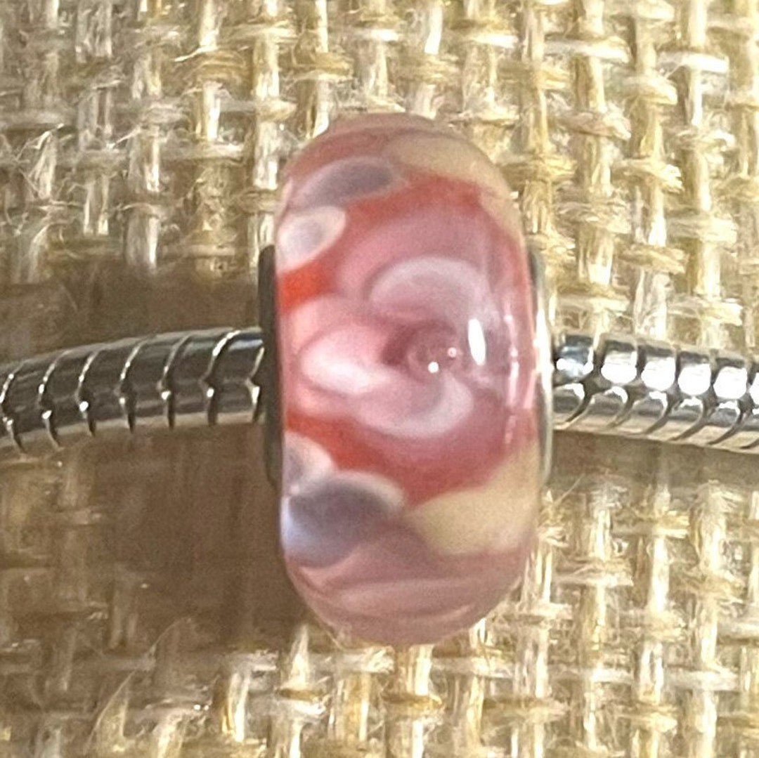 Murano Pink Glass Flower Charm , Hibiscus Flowers Glass Charm , Fits ...
