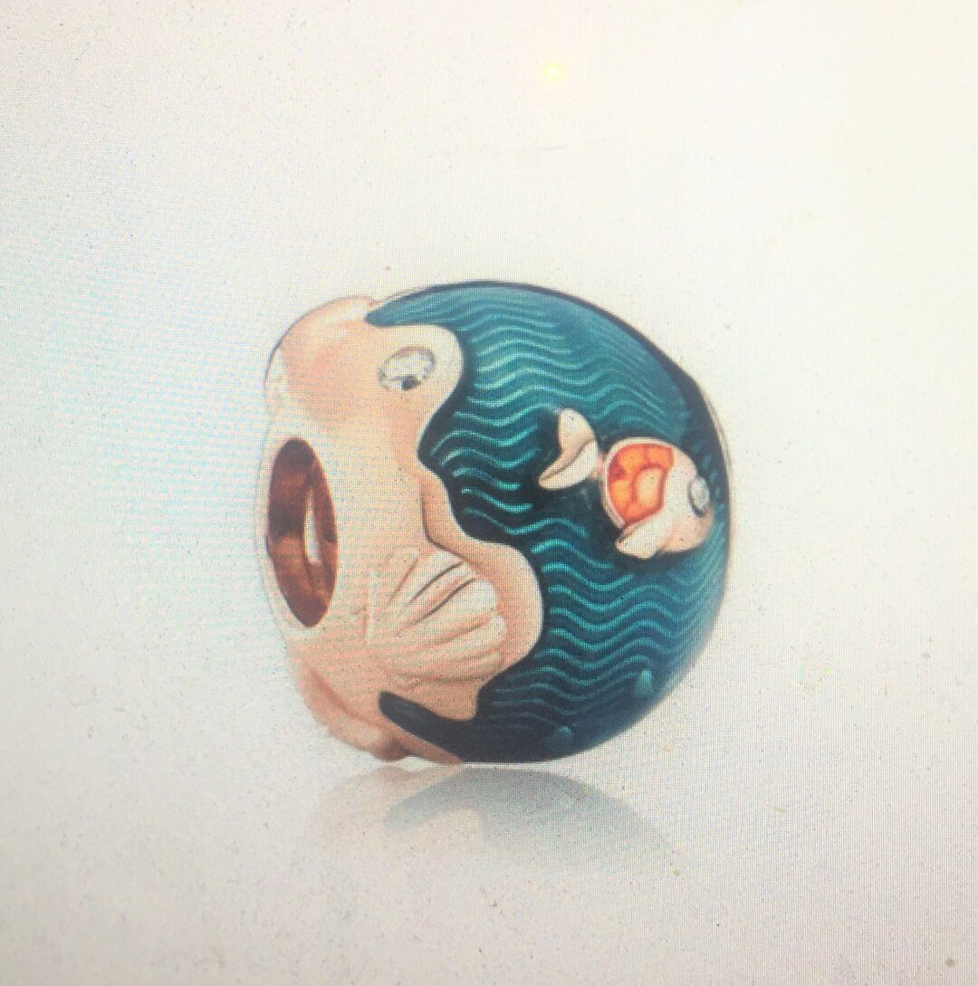 Shimmering Ocean Waves Fish Charm Bead Fits Pandora Bracelets , Silver ...