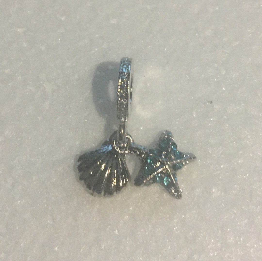Starfish and Seashell Charm Fits Pandora Bracelets , Dangling Silver ...