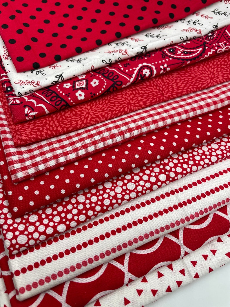 Fat Quarter Bundle of 10 Beautiful Red Tone Premium Cotton | Etsy