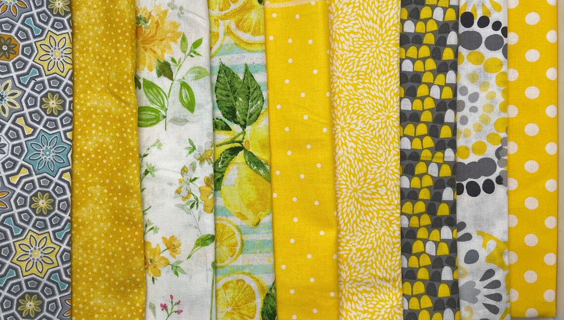 Fat Quarter Bundle of 9 Beautiful Yellow Lemon Tone Premium - Etsy