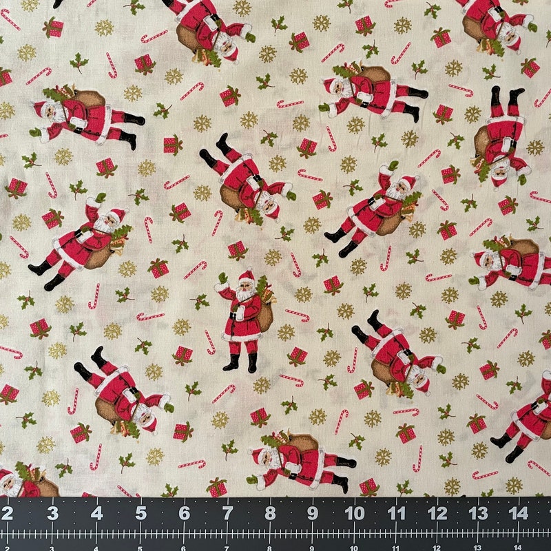 Vintage Santa Fabric - Etsy