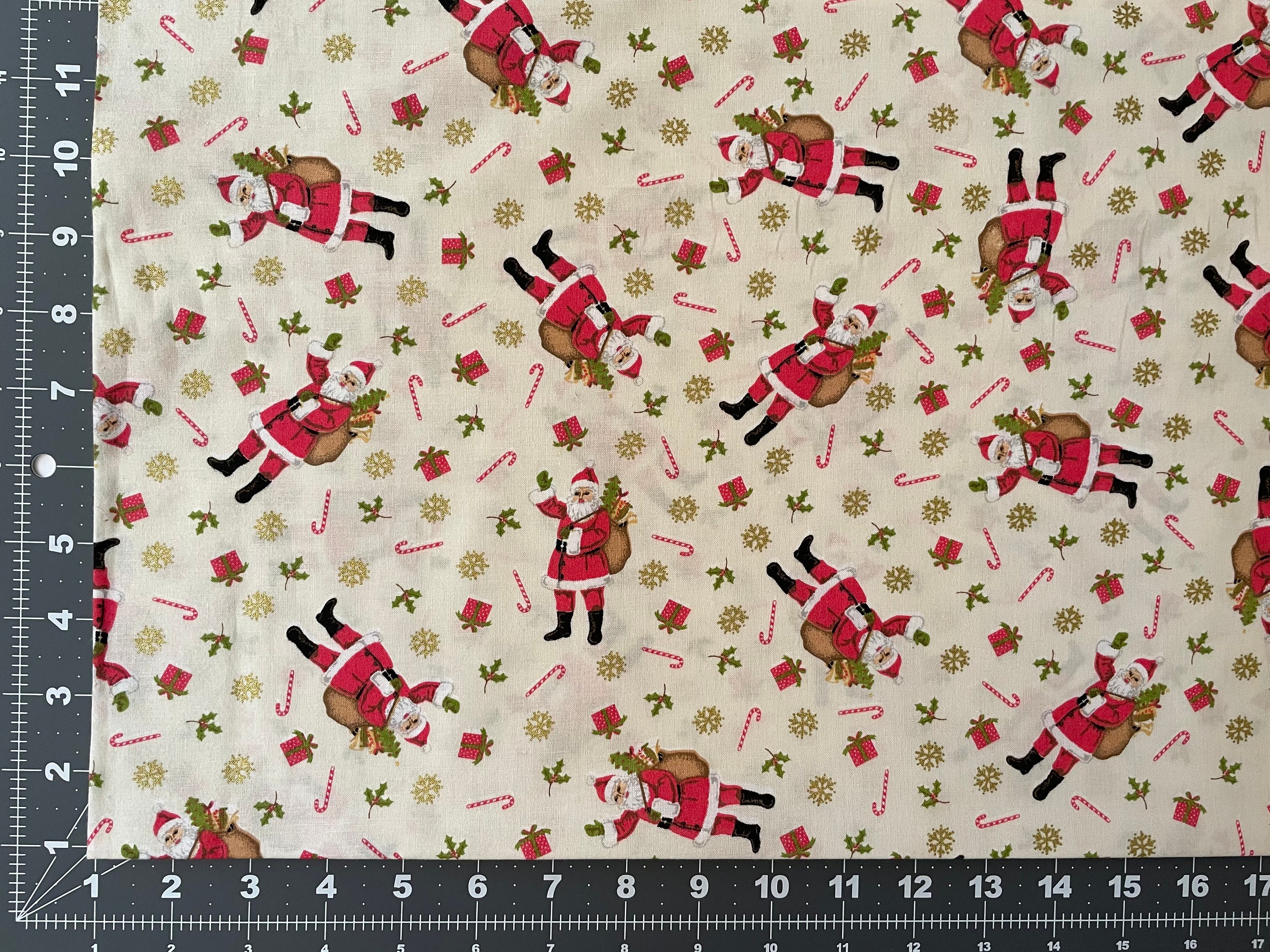 Vintage Christmas Santa Claus Premium Cotton Fabric Fat Quarter, 1/4 ...