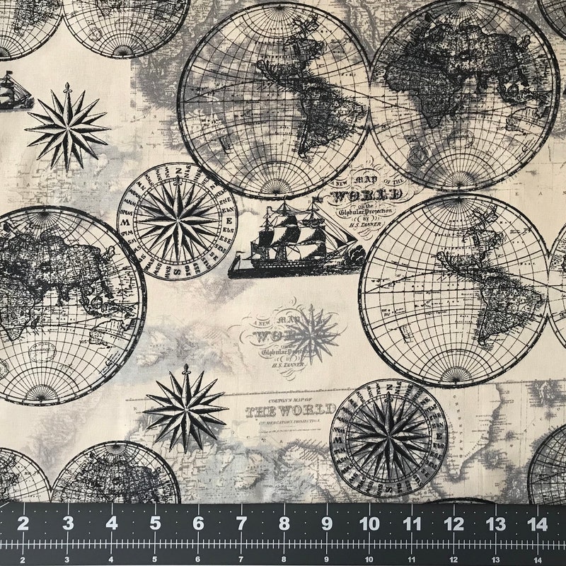World Map Fabric - Etsy