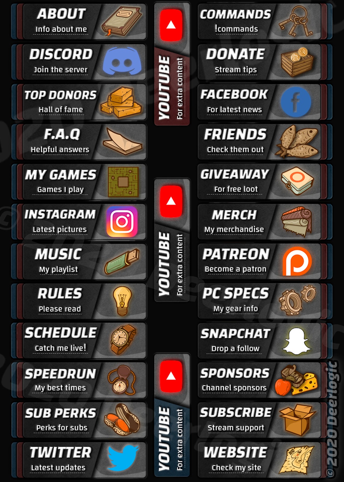 Twitch Panels "concrete" - 25 Variants Included - Etsy