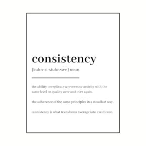 Consistency Definition Print Word Meaning Black and White Dictionary ...