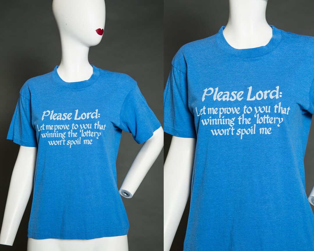 1970s Screen Stars Please Lord . Winning the Lottery Blue T-shirt ...
