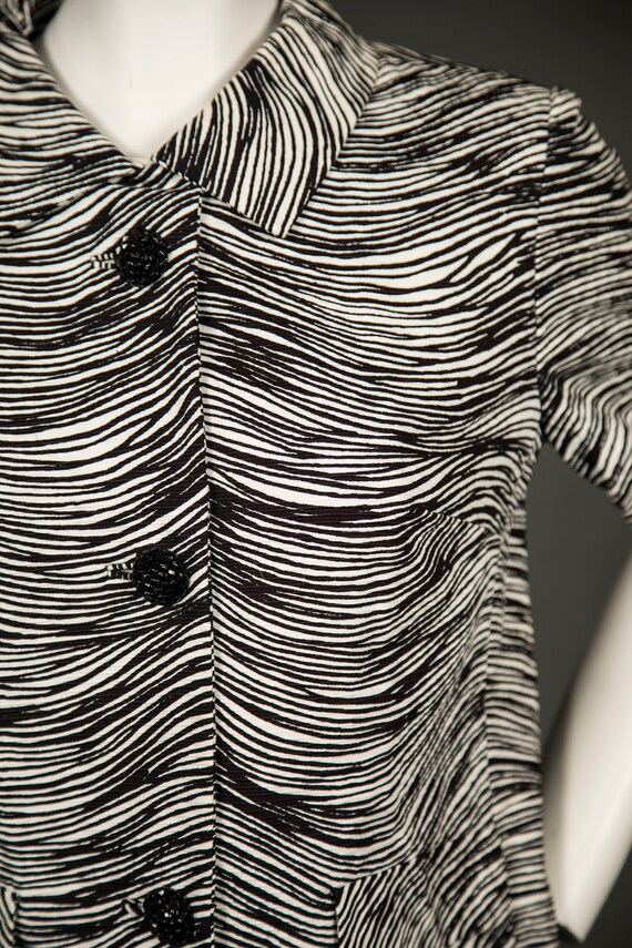 NWT 1960s Black and White Zebra Like Design Two Piece… - Gem