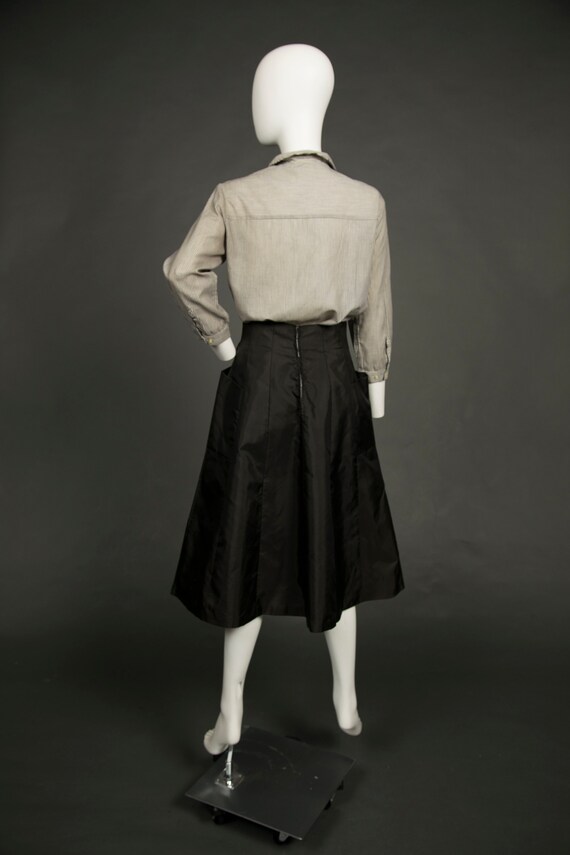 1950s Black A Line Skirt w Amazing Pockets - Small - Gem