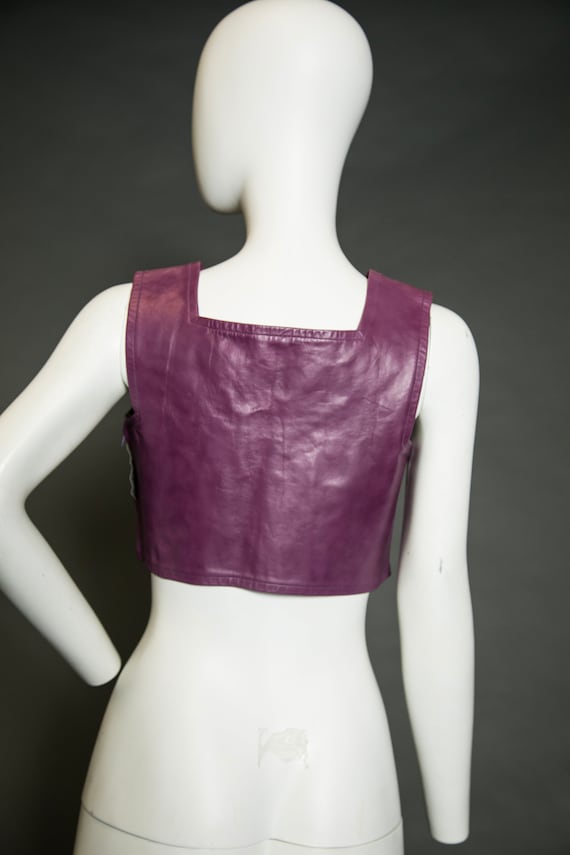 1960s Battani Purple Leather Cropped Tank - Medium - Gem