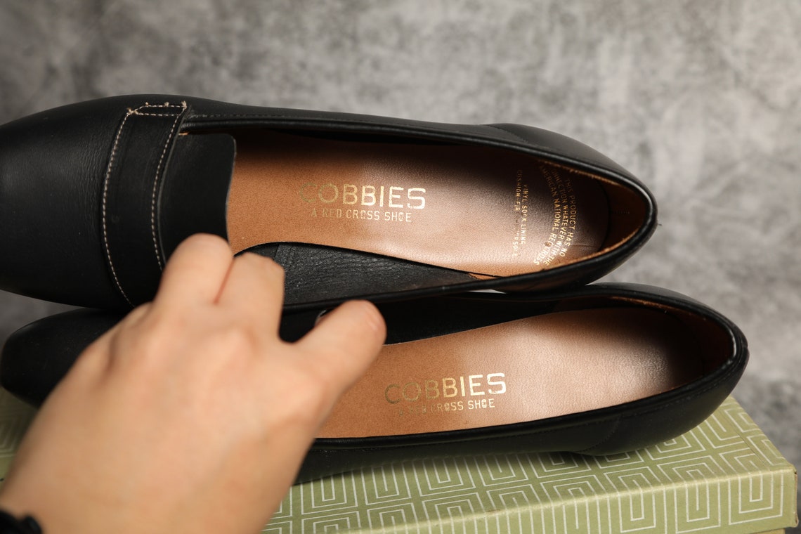 1960s Deadstock New in Box Cobbies A Red Cross Show Black Heel Loafer ...