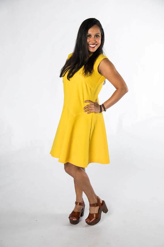 Fun 1970s Bright Yellow Cheerleader Like Dress by Ele… - Gem
