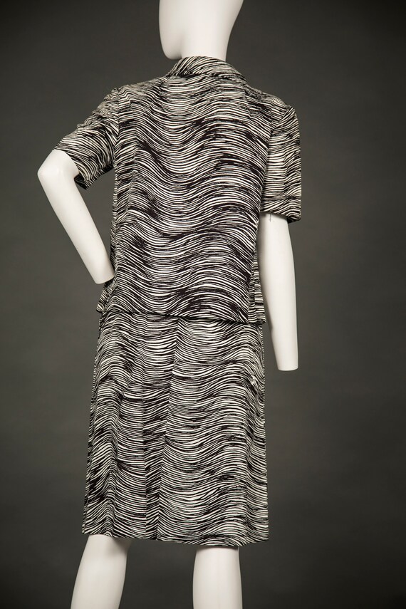 NWT 1960s Black and White Zebra Like Design Two Piece… - Gem