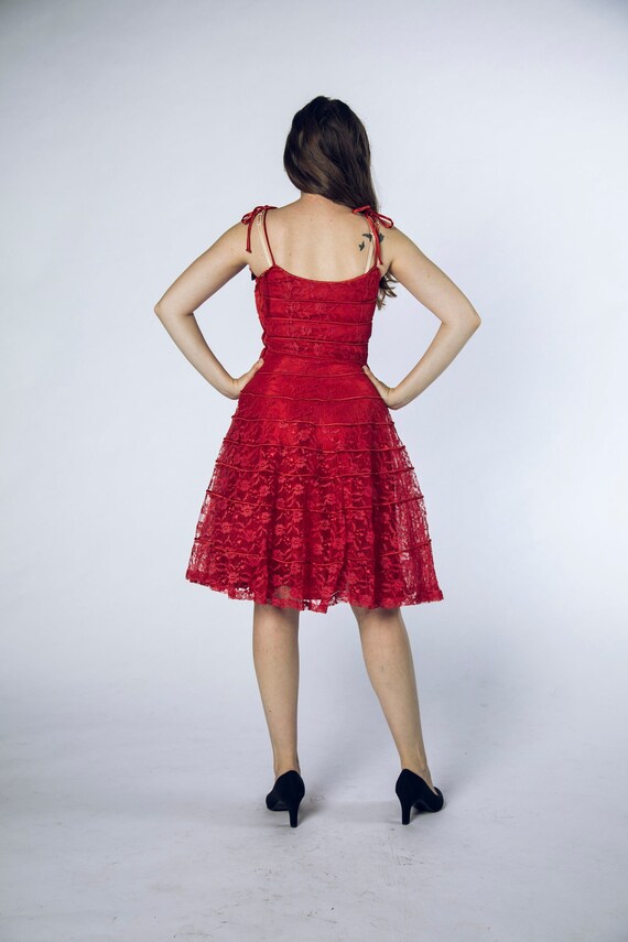 Sassy 1950s Red Lace Can Can Style Can Can Girl Dress… - Gem