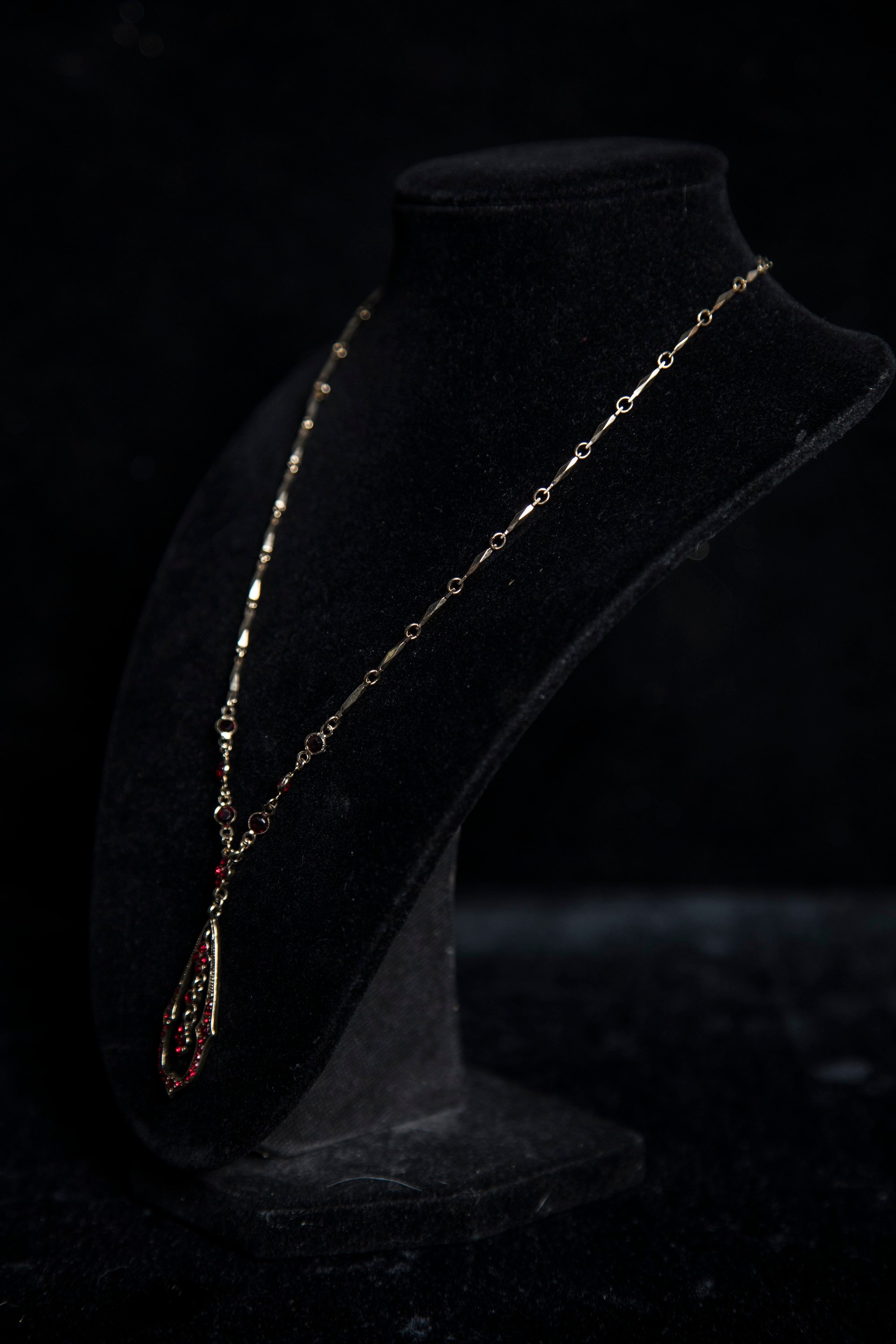 Monet Necklace W Dangle Red Stone Pendant - Etsy
