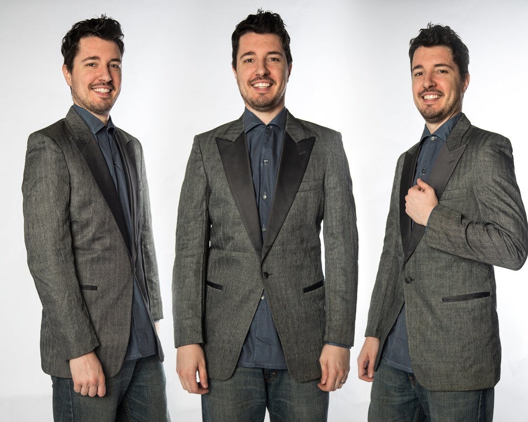 1980s After Six Casttelli Couture Collection Dark Gray Tuxedo Jacket ...