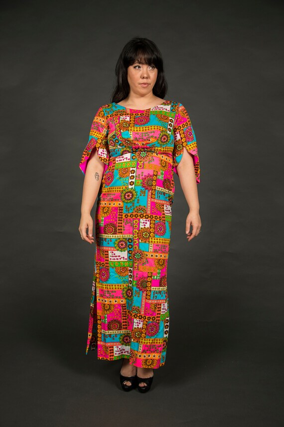 1960s Hawaiian Togs Neon Psychedelic Flower Power - 1… - Gem