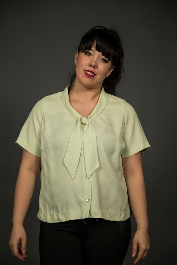 1950s - 1960s Mint Green Alice Stuart Button Up Top B… - Gem