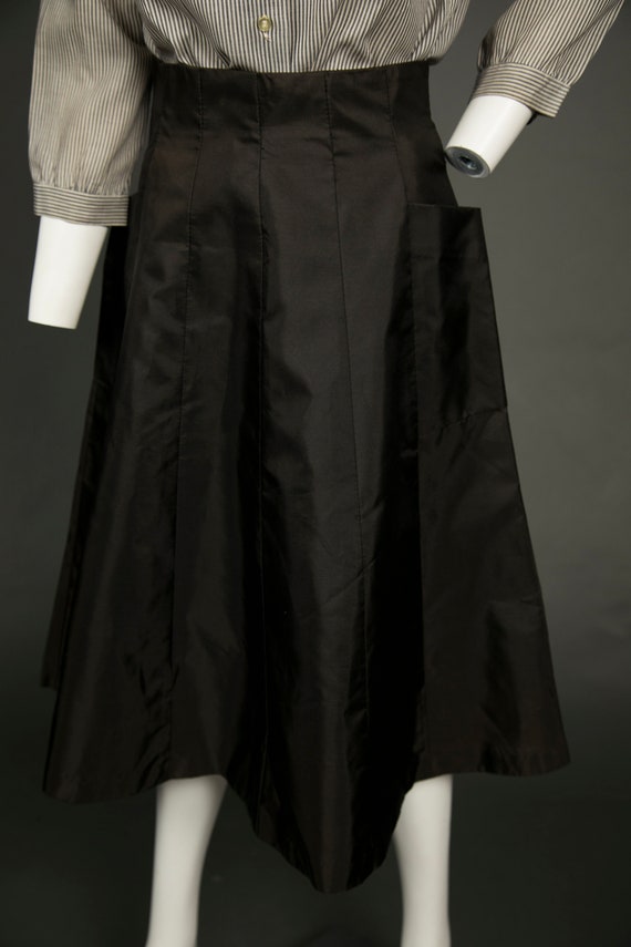1950s Black A Line Skirt w Amazing Pockets - Small - Gem