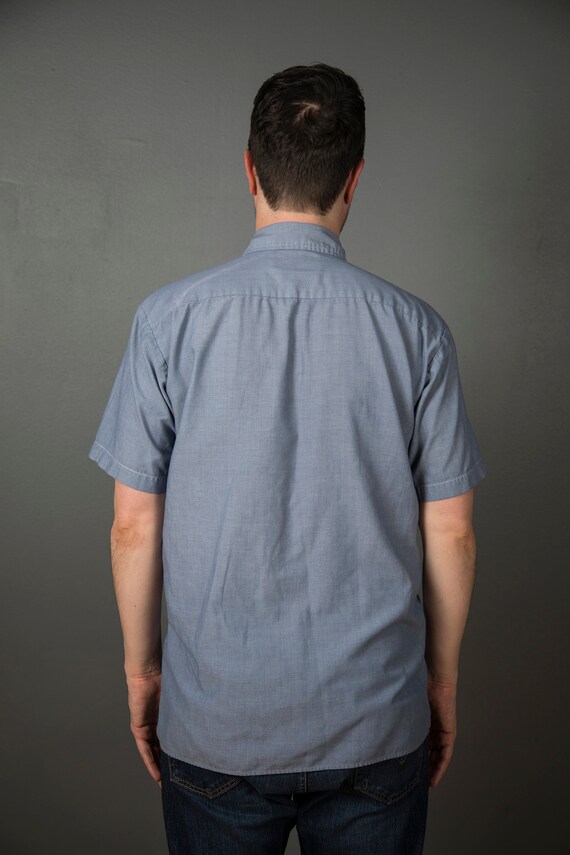 1990s Light Blue Dickies Work Button Up Shirt Short S… - Gem