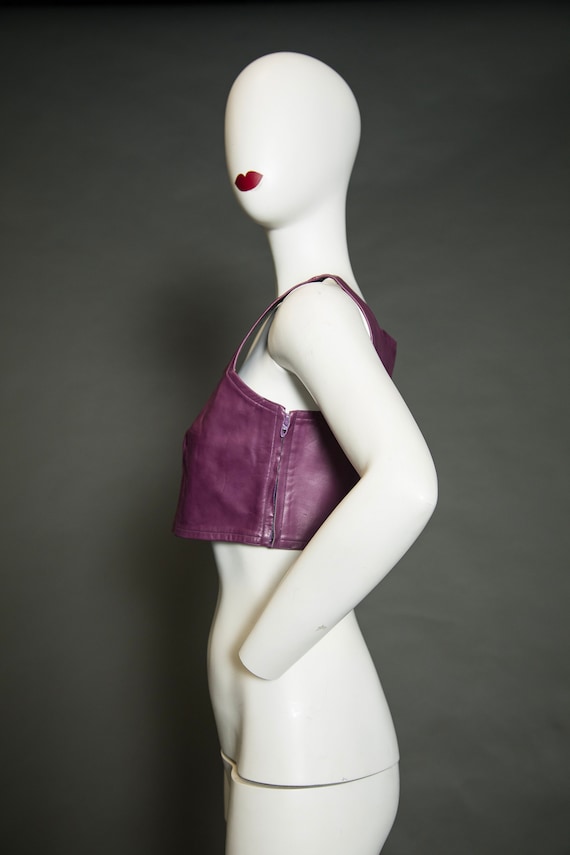 1960s Battani Purple Leather Cropped Tank - Medium - Gem