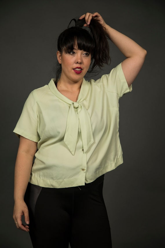 1950s - 1960s Mint Green Alice Stuart Button Up Top B… - Gem