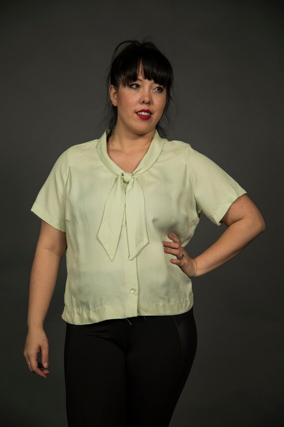1950s - 1960s Mint Green Alice Stuart Button Up Top B… - Gem