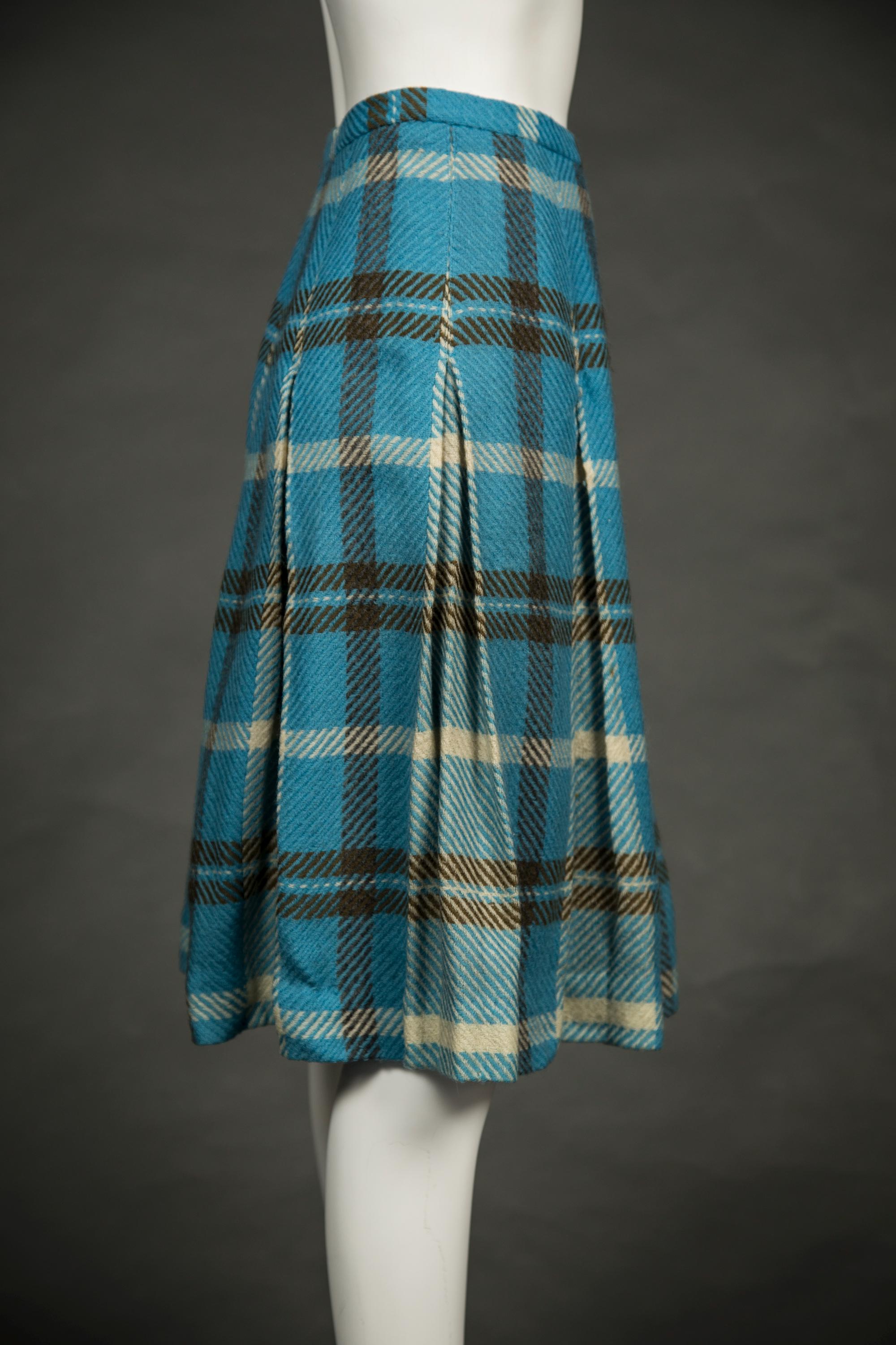 1960s Garland Blue Plaid Skirt Extra Small, Small - Etsy