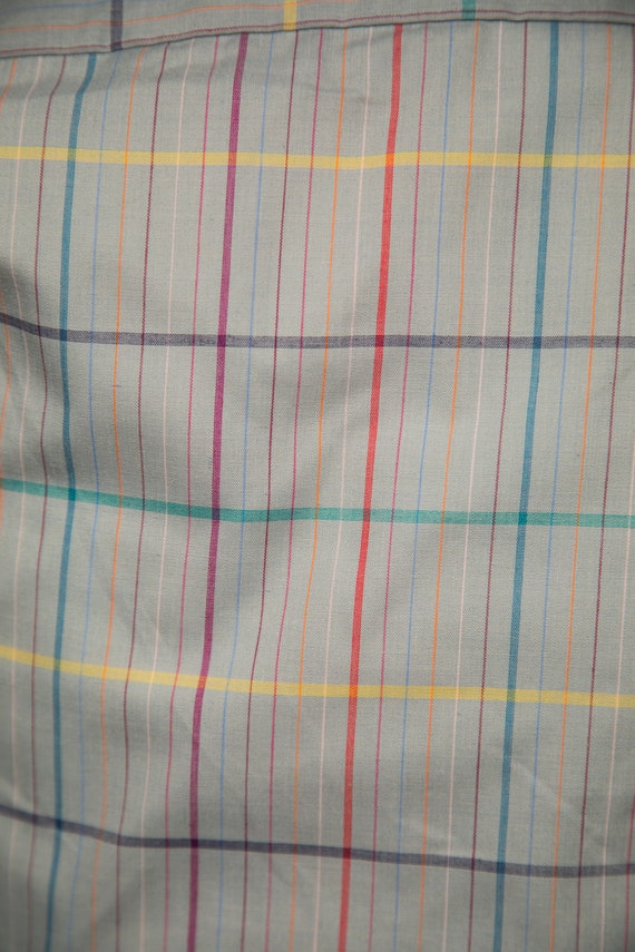 1980s NWT Lee Button Up Plaid Gray Rainbow - Youth 12 - Gem