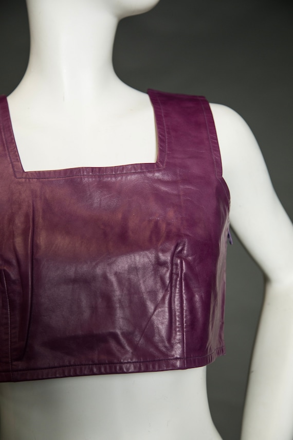 1960s Battani Purple Leather Cropped Tank - Medium - Gem