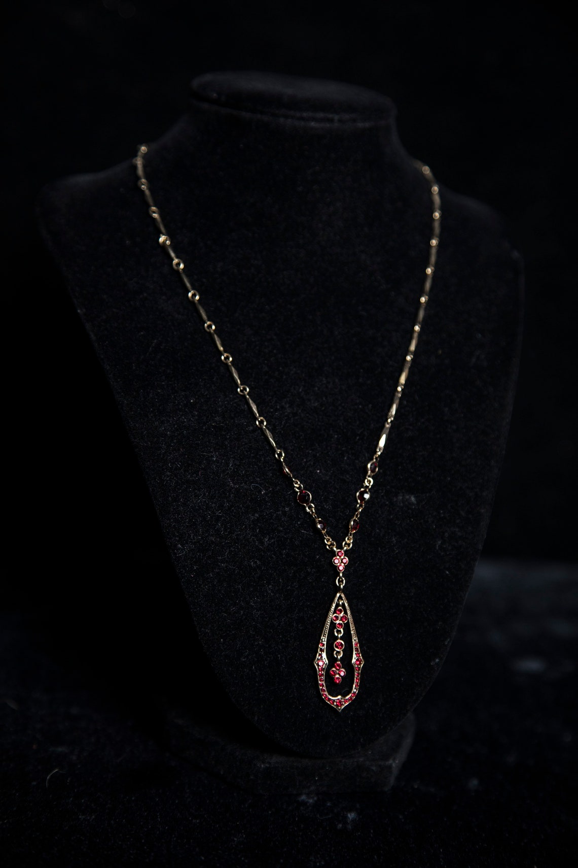 Monet Necklace W Dangle Red Stone Pendant - Etsy
