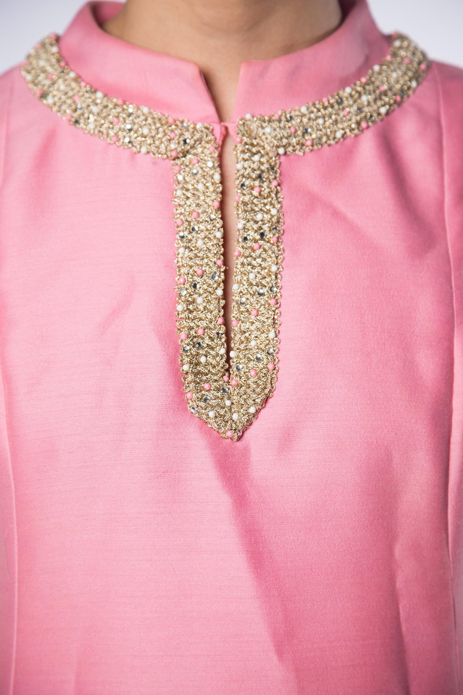 1960s Gladys Scott Pink Mod Dress With Gold Metallic Bead Rhinestone ...