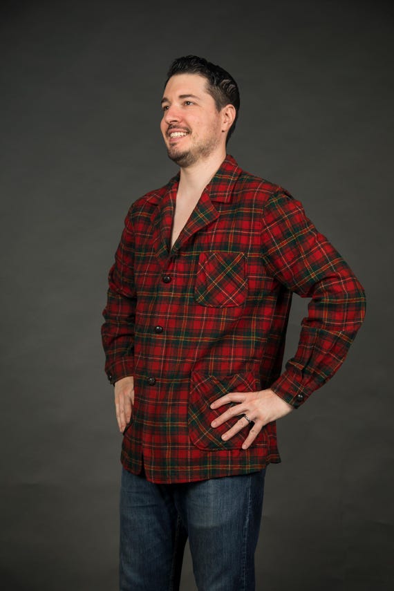1960s-1970s Pendleton Red Flannel Blazer - Large - Gem