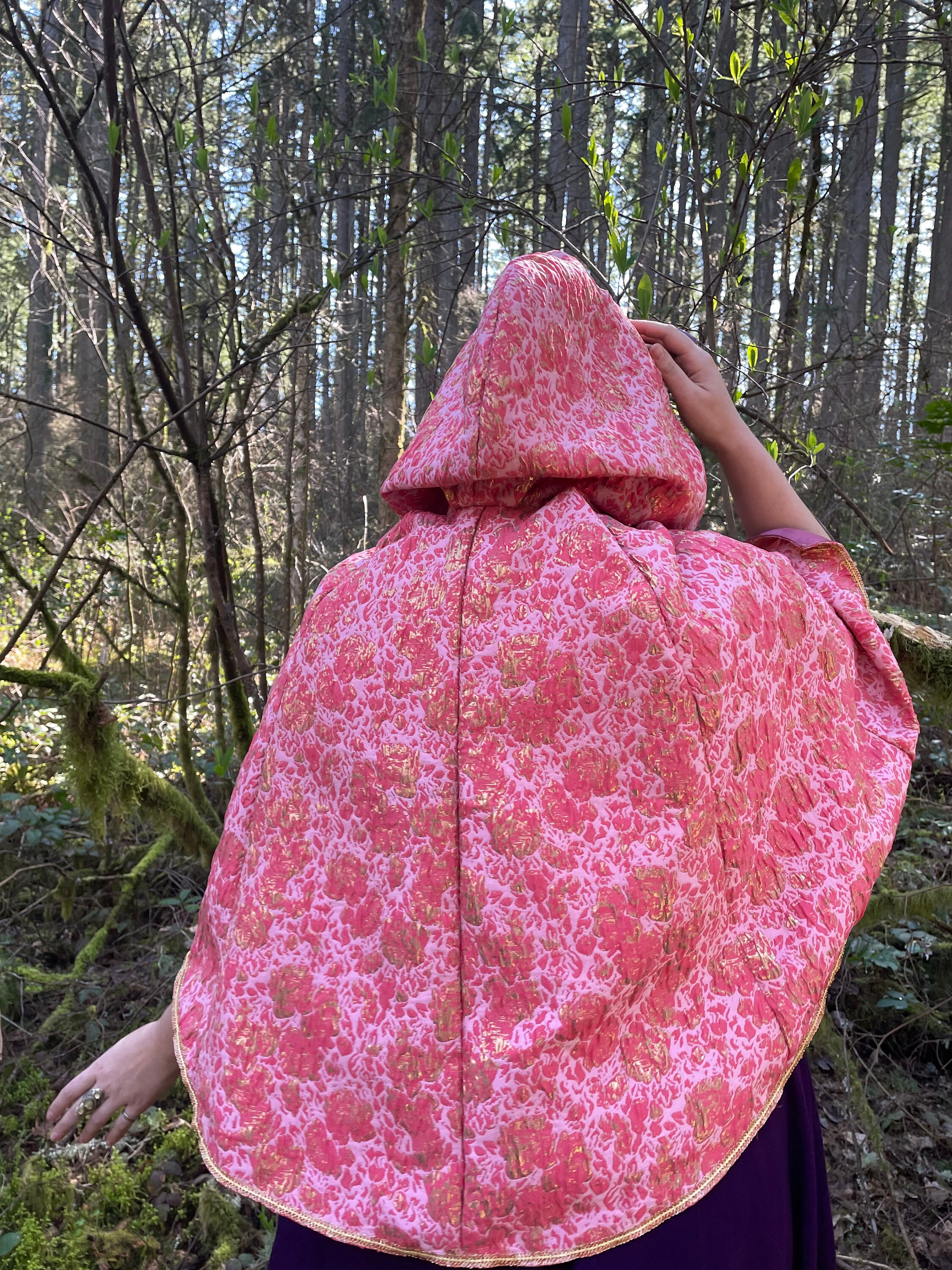 Pink Princess Capelet With Gold Trim and Hood - Etsy