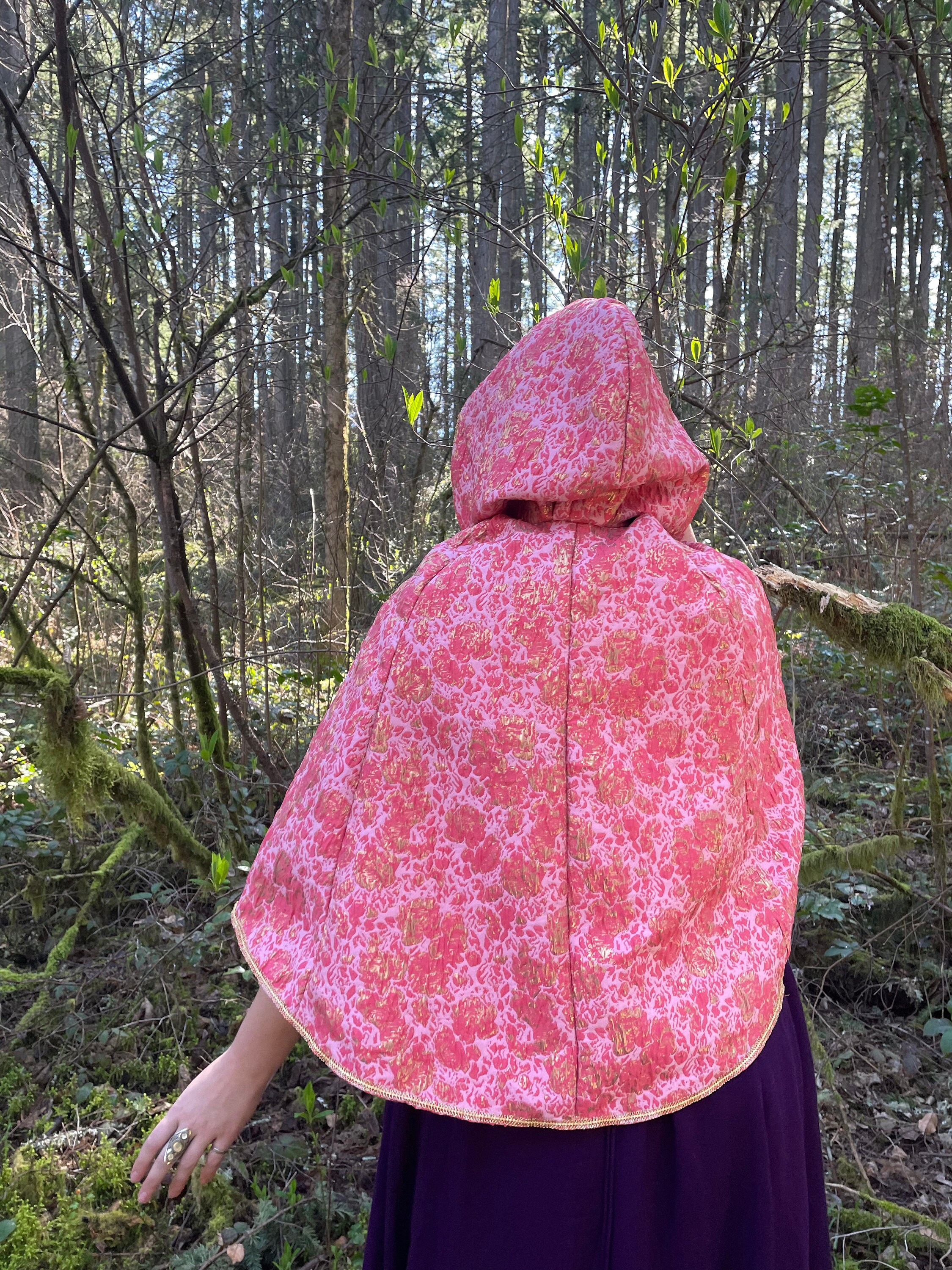 Pink Princess Capelet With Gold Trim and Hood - Etsy