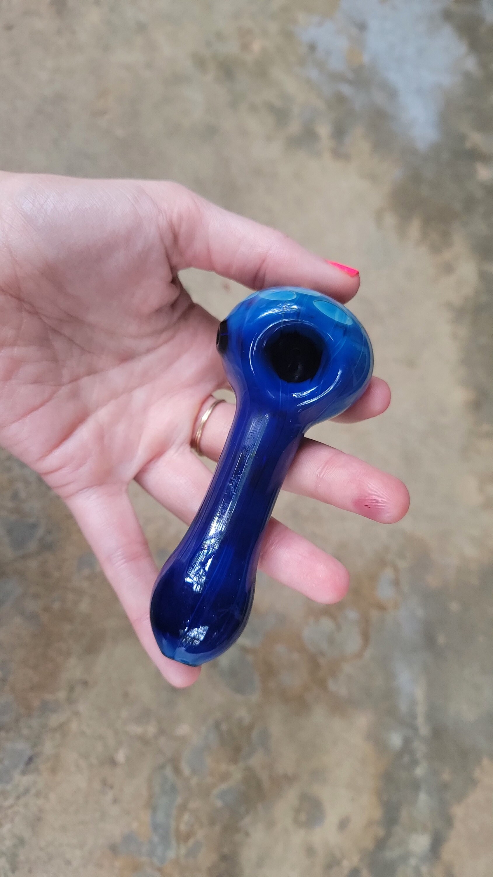 Handblown Glass Pipe Blue Trichophobia Medium 4 Inch with - Etsy